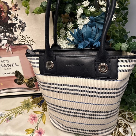 Burberry | Bags | Burberry Black And Cream Striped Womens Bag | Poshmark
